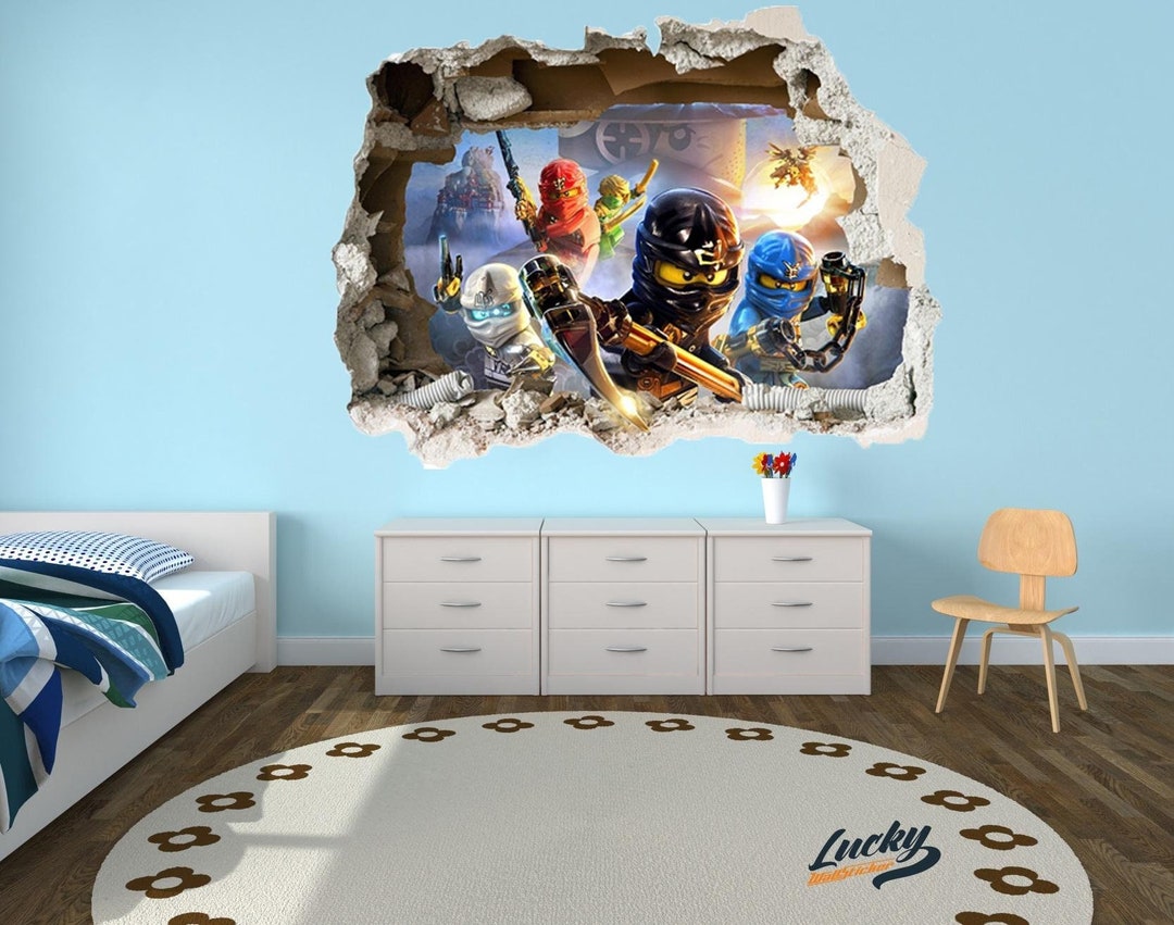 Ninja Poster Wandtattoo Vinyl Mural Wall Sticker Smashed Wall Sticker ...
