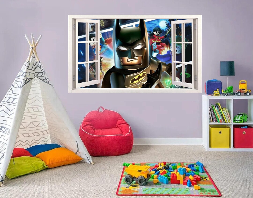 Batman® Window Poster Wandtattoo Vinyl Mural Wall Sticker Smashed Wall ...