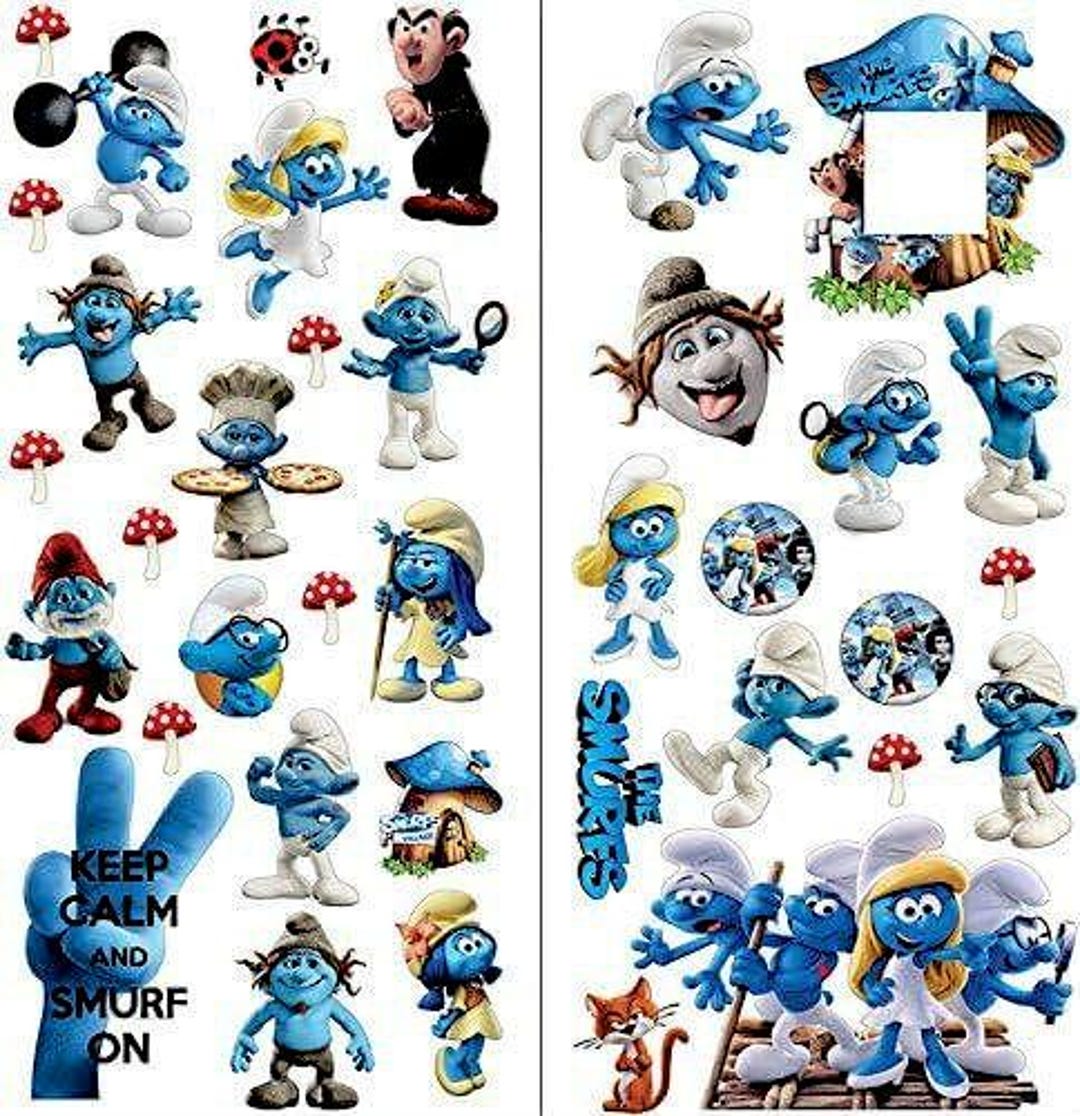 Smurfs Blue Cartoon Vinyl Matt Self Adhesive Wall Sticker Decal Size ...