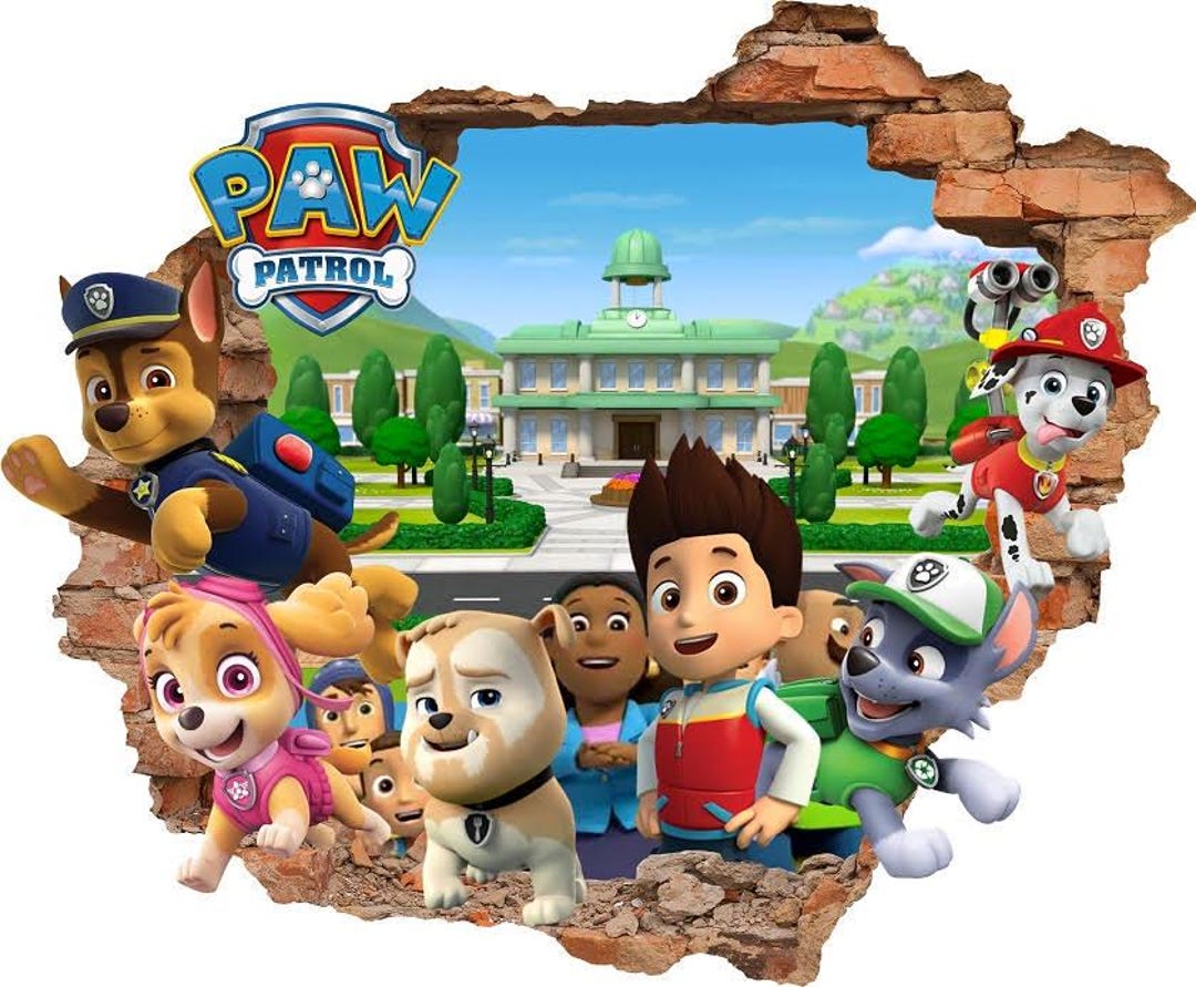 Paw Patrol Wandtattoo Vinyl Mural Wall Sticker Smashed Wall Sticker ...