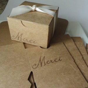 Merci Gift Box Thank You Favor Box 3x3x2 Kraft Box - Etsy