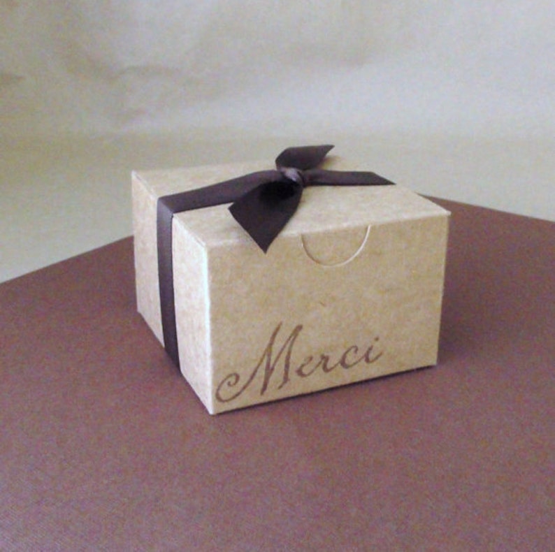 Merci Gift Box Thank You Favor Box 3x3x2 Kraft Box | Etsy