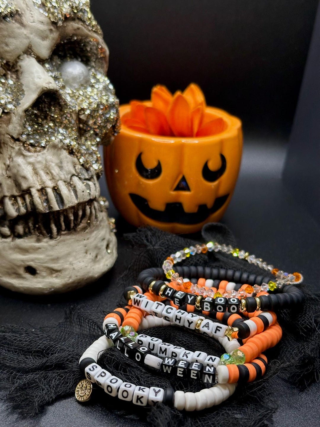 Personalized Halloween Beaded Bracelets Spooky Jewelry for Halloween ...