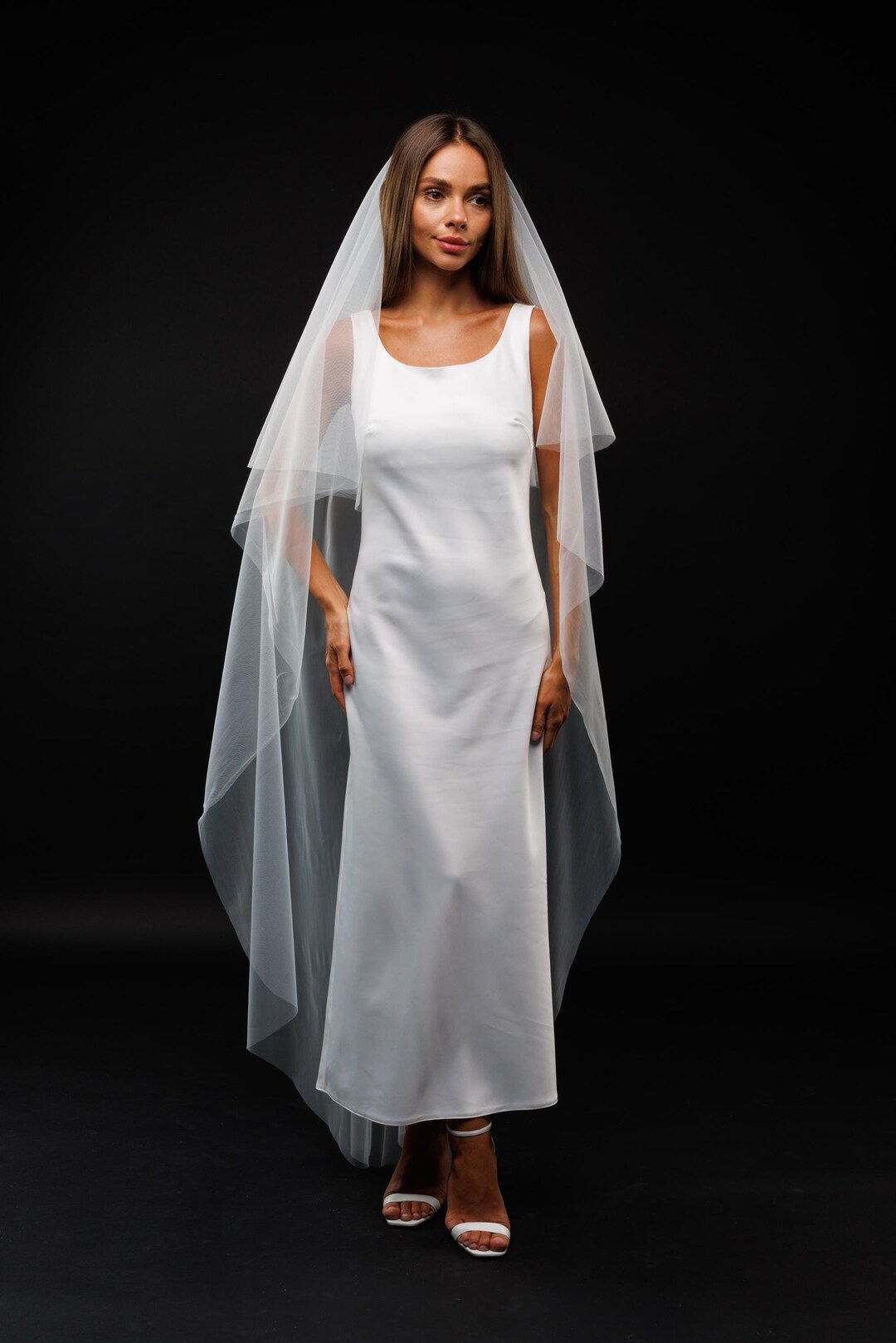 Simple Veil With Blusher Wedding Veil Simple Tulle 2 Tiers Soft Simple ...