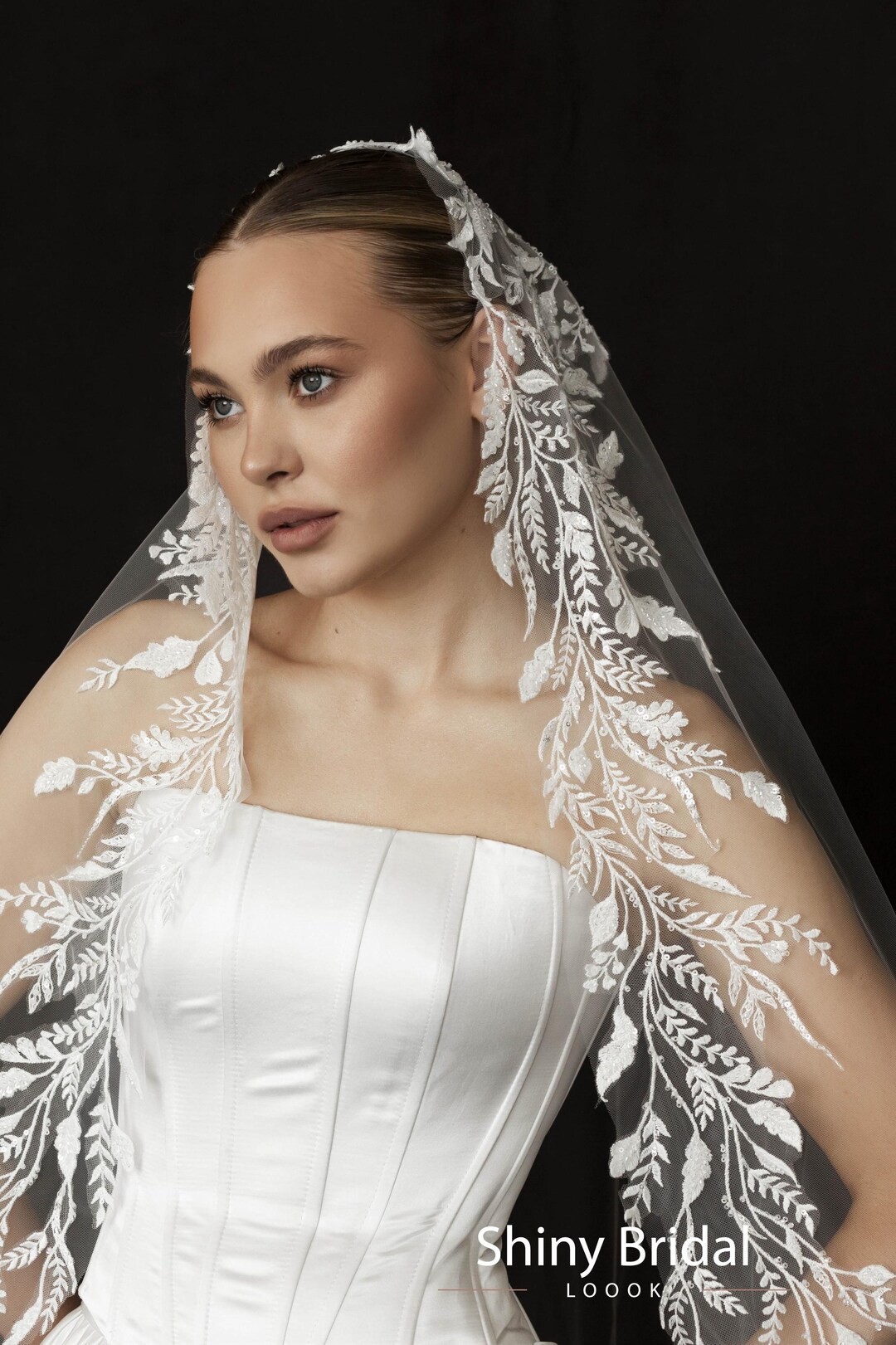 Modern Lace Trim Wedding Veil – Single Layer Soft Tulle Bridal Veil ...