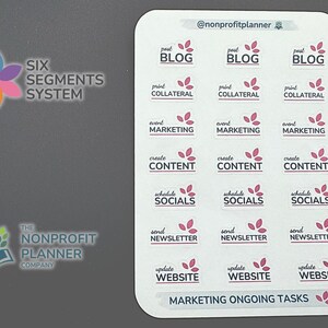 Marketing SET OF 3 Sticker Sheets for Nonprofit Planners, 6 Segment ...