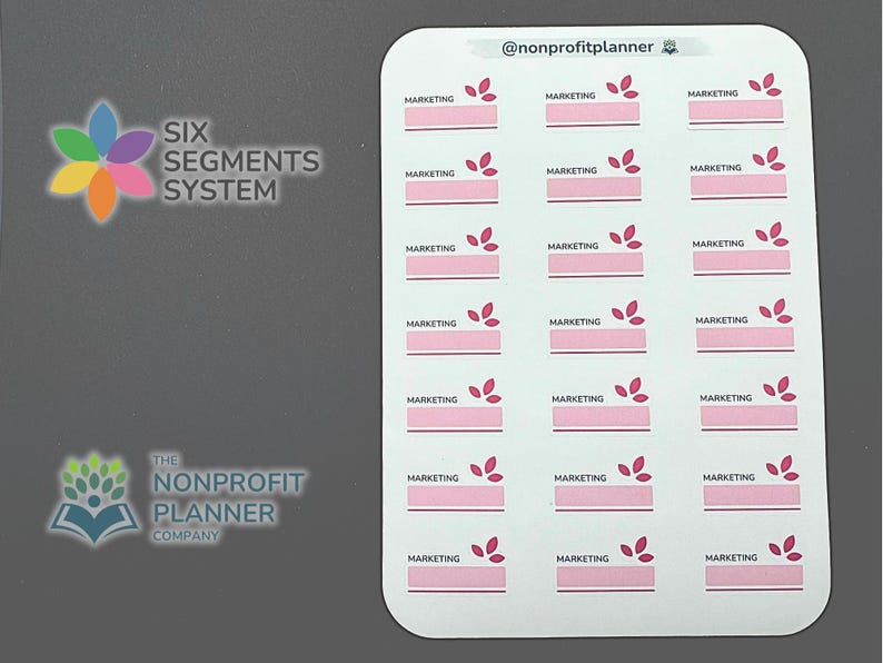 Marketing SET OF 3 Sticker Sheets for Nonprofit Planners, 6 Segment ...