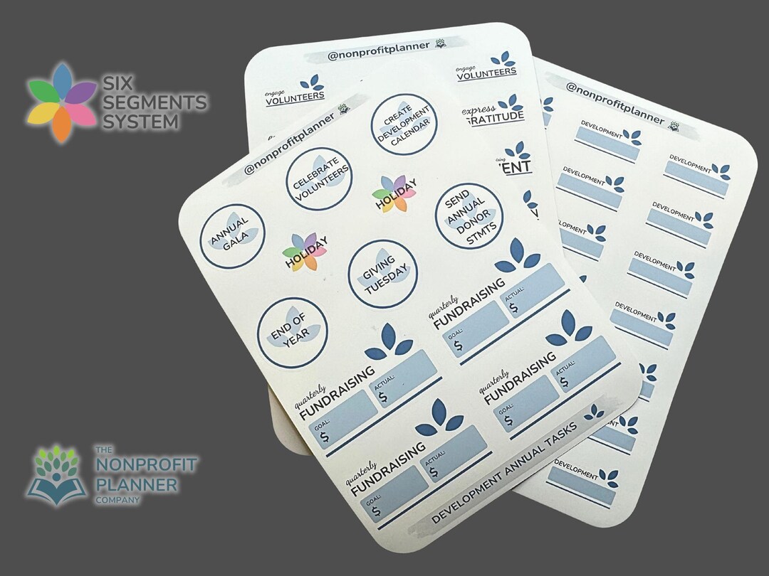 Development SET OF 3 Sticker Sheets for Nonprofit Planners, 6 Segment ...