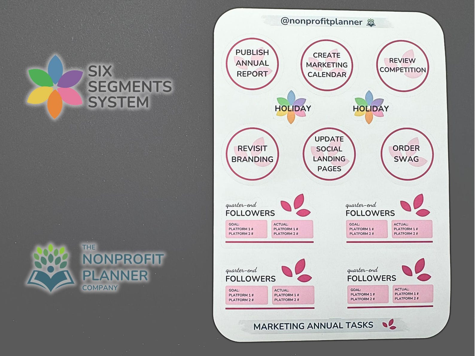 Marketing SET OF 3 Sticker Sheets for Nonprofit Planners, 6 Segment ...