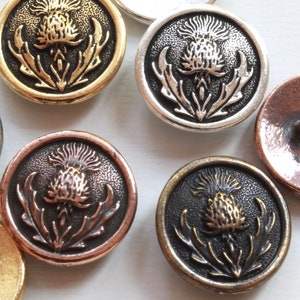 Thistle Buttons, Tierracast Silver, Gold, Copper, Brass Plate & Natural ...