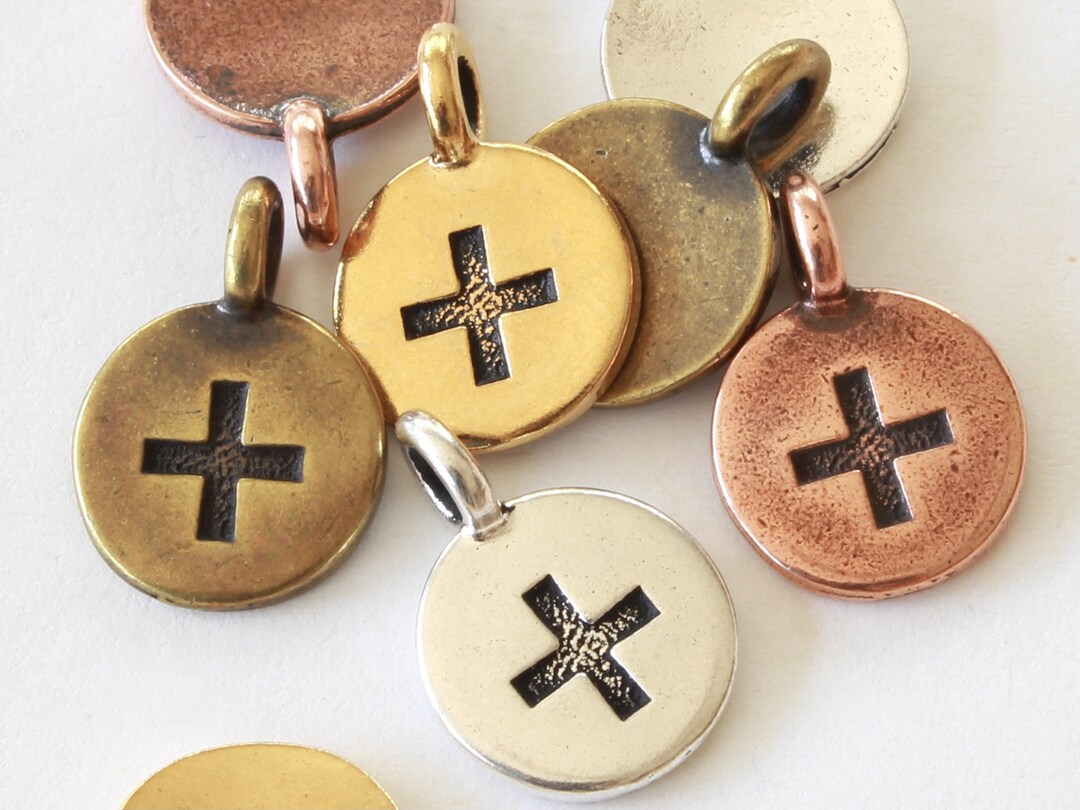 Plus Symbol Charms, Tierracast Silver, Gold, Copper, Brass, Small Math ...