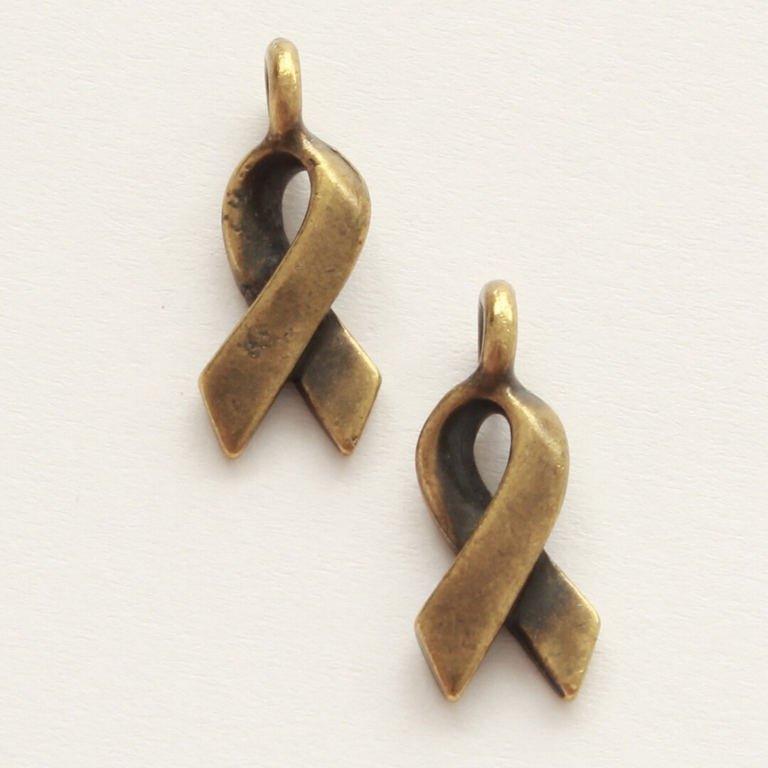 Awareness Ribbon Charms, Tierracast Brass Plated Pewter, 2-sided ...