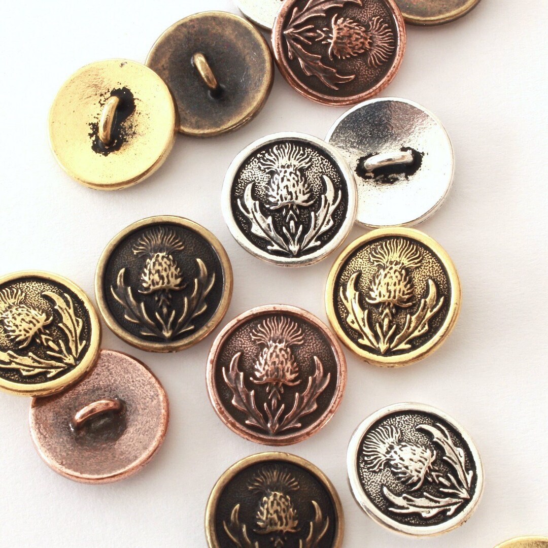 Thistle Buttons Tierracast Silver Gold Copper Brass Plated - Etsy