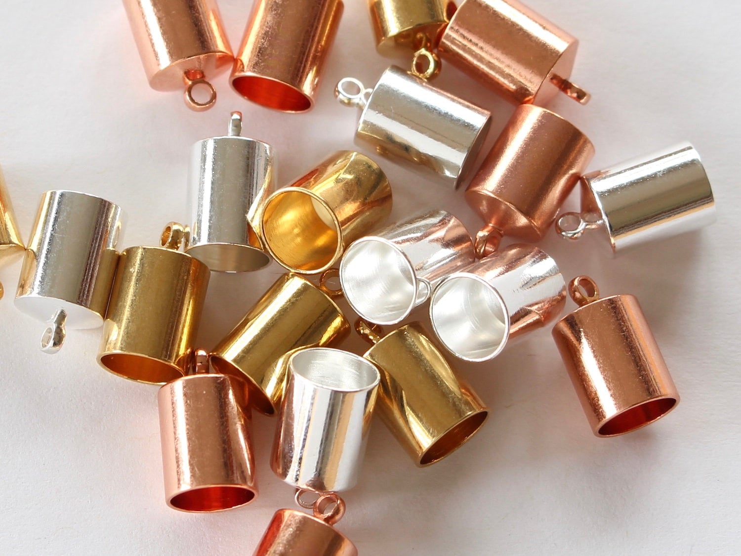 6mm End Caps Silver Gold & Copper plated brass barrel | Etsy