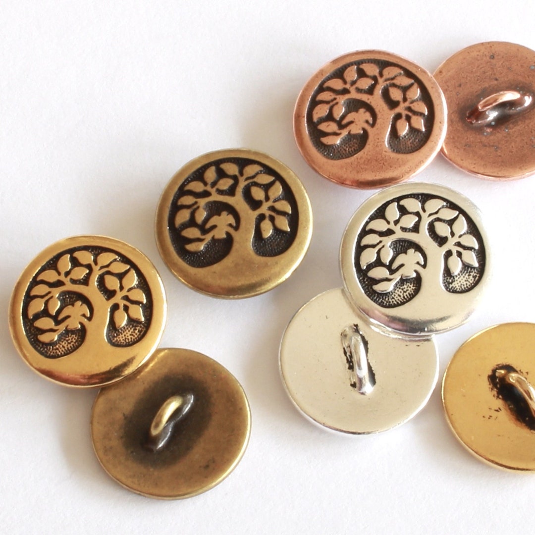 Tree of Life Buttons W/bird, Tierracast Gold, Copper, Brass Plated ...