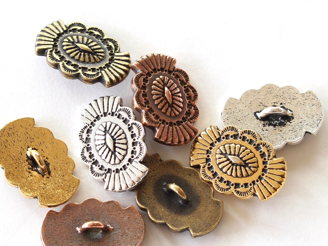 Western Buttons, Tierracast Silver, Gold, Copper & Brass Plated Pewter ...