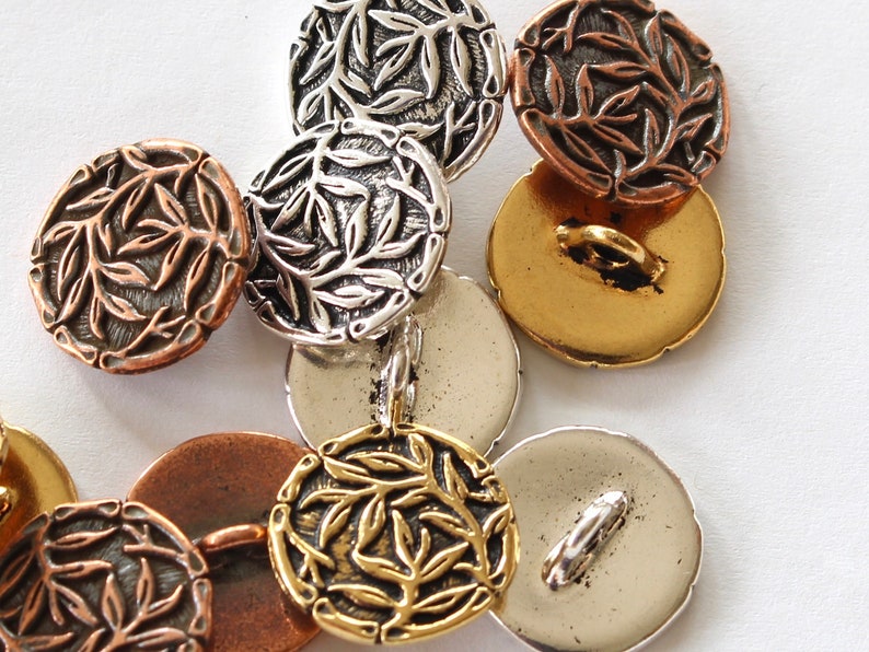 Bamboo Buttons, Tierracast Gold & Copper Plated Pewter, 16mm W/2mm ...