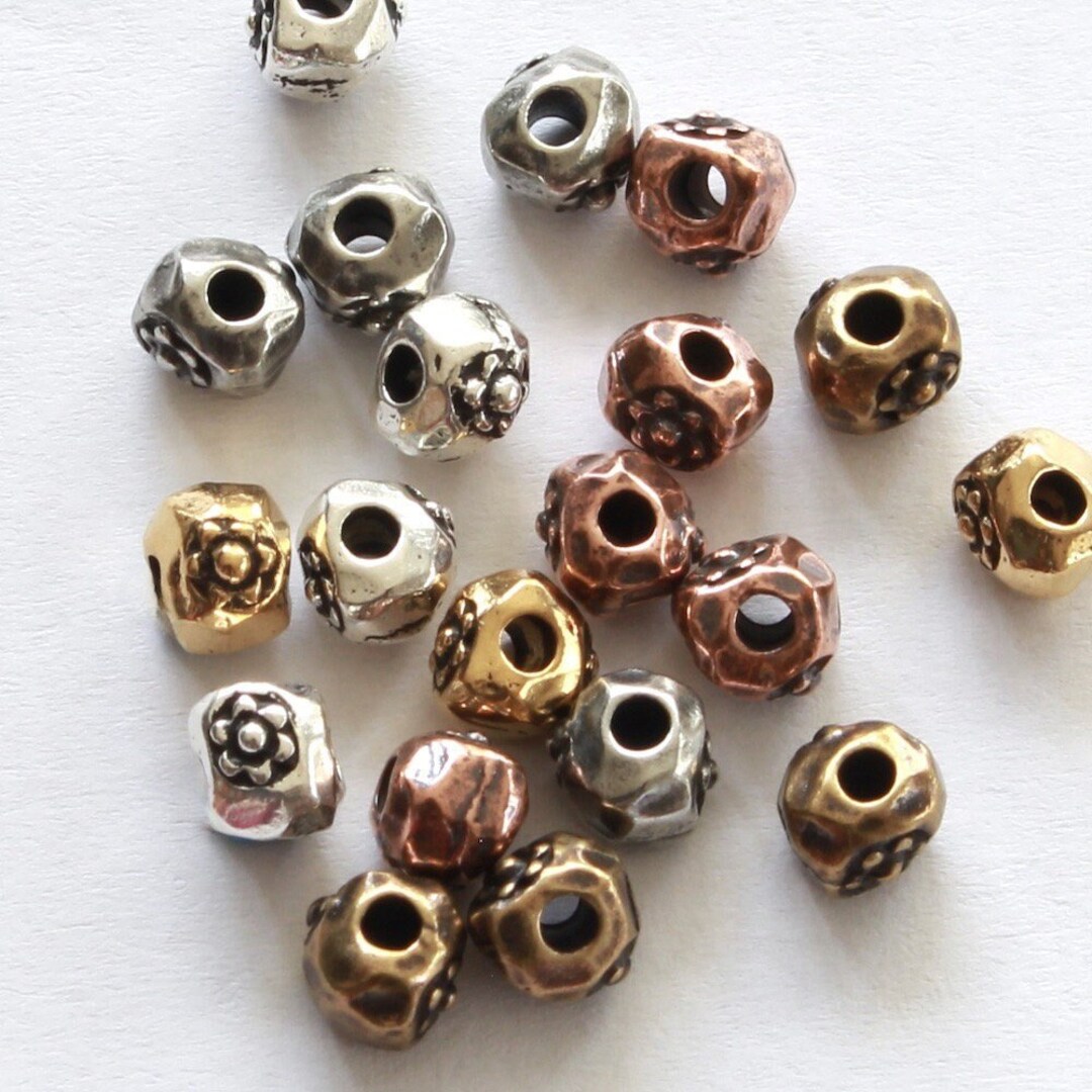 Flower Nugget Spacer Beads, Tierracast Large Hole Focals, Silver, Gold ...