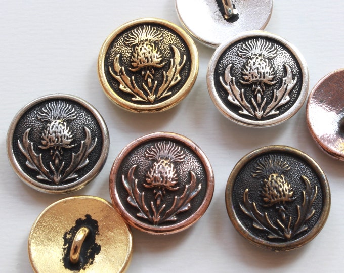 Thistle Buttons, Tierracast Silver, Gold, Copper, Brass Plate & Natural ...