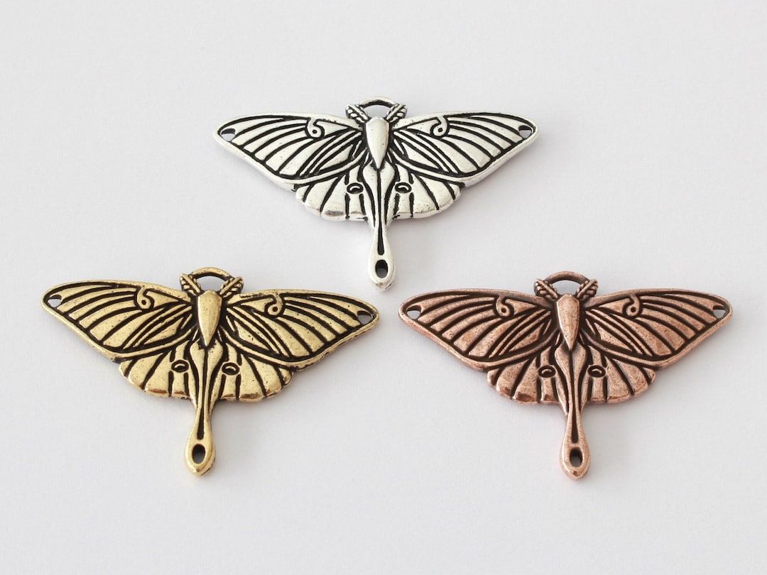Luna Moth Pendant Links, Tierracast Silver, Gold & Copper Plated Pewter ...