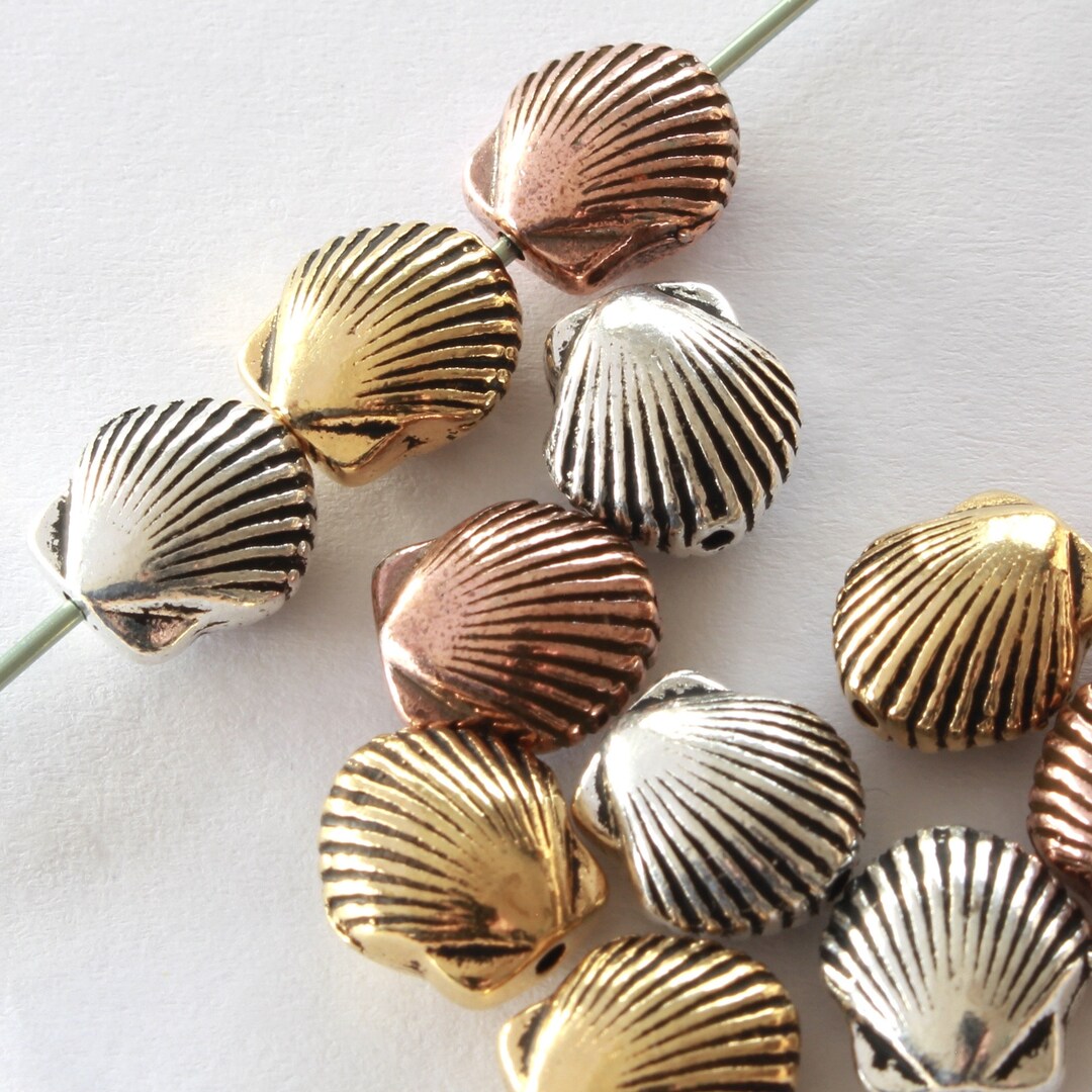 Tierracast Shell Beads for Jewelry Making, Silver, Gold & Copper Plated ...