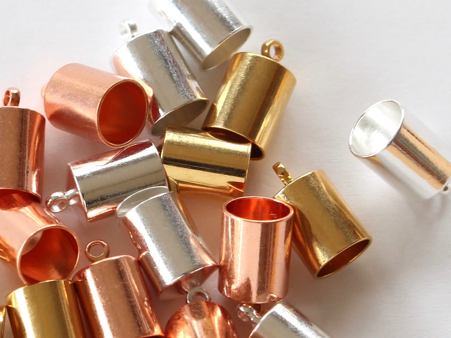 6mm End Caps Silver Gold & Copper plated brass barrel | Etsy