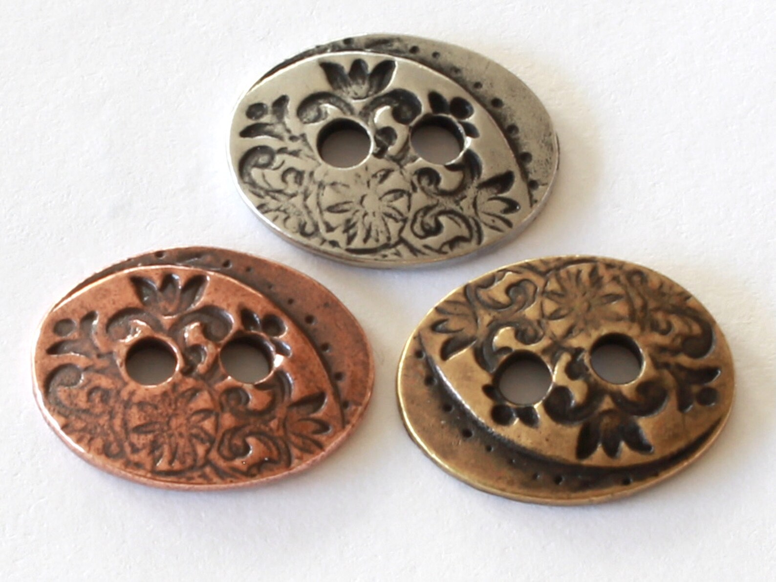 Oval Jardin Buttons Tierracast Brass Copper & Natural Plated | Etsy