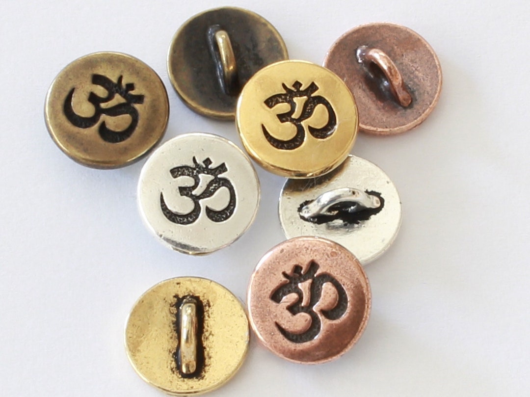 Gold Tierracast Om Buttons, Plated Pewter, 12mm, 2.25mm Shank, for ...