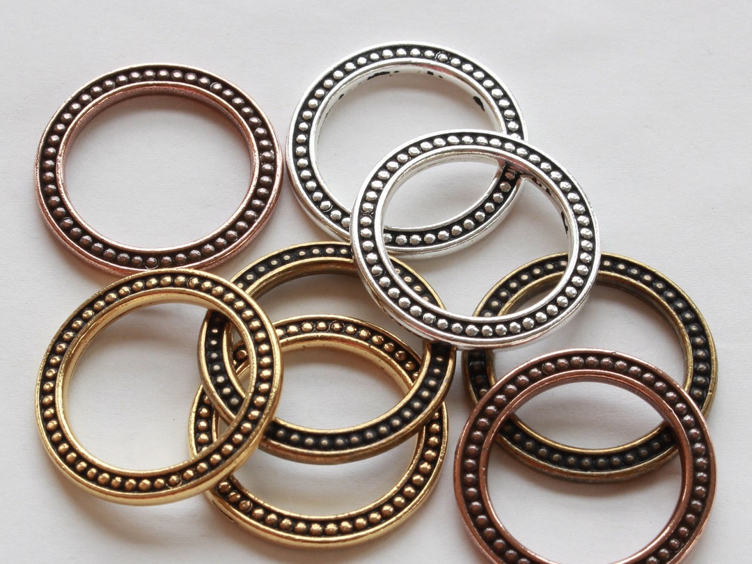 Large Beaded Rings, 25mm (1”) Tierracast Washers, Silver, Gold, Copper ...