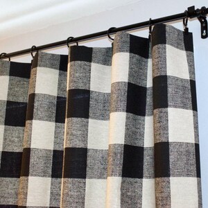 Pair of Buffalo Check Curtain Panels Anderson Black Linen Country Home ...