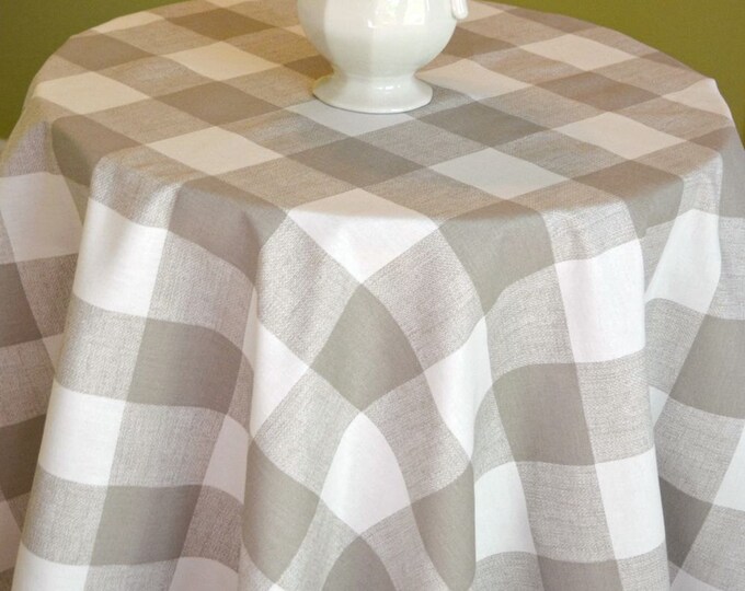 Taupe White Buffalo Check Round Tablecloth Premier Prints Anderson Ecru ...
