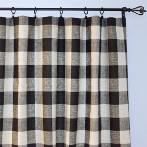 Pair of Buffalo Check Curtain Panels Anderson Black Linen Country Home ...