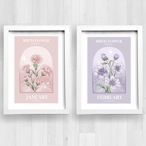 Birth Flower Poster Birth Flower Gift - Etsy