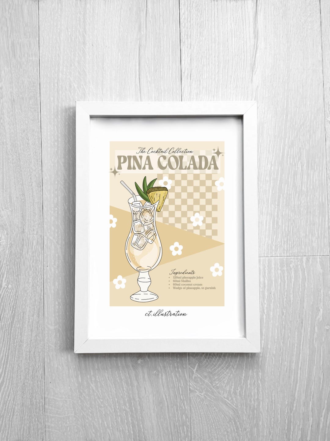 Pina Colada Poster / Illustration Cocktail Poster - Etsy