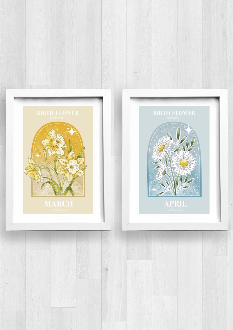 Birth Flower Poster Birth Flower Gift - Etsy