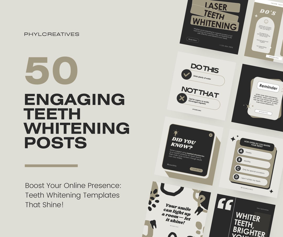 50 Teeth Whitening Instagram Templates, Dentist Posts, Editable Canva ...
