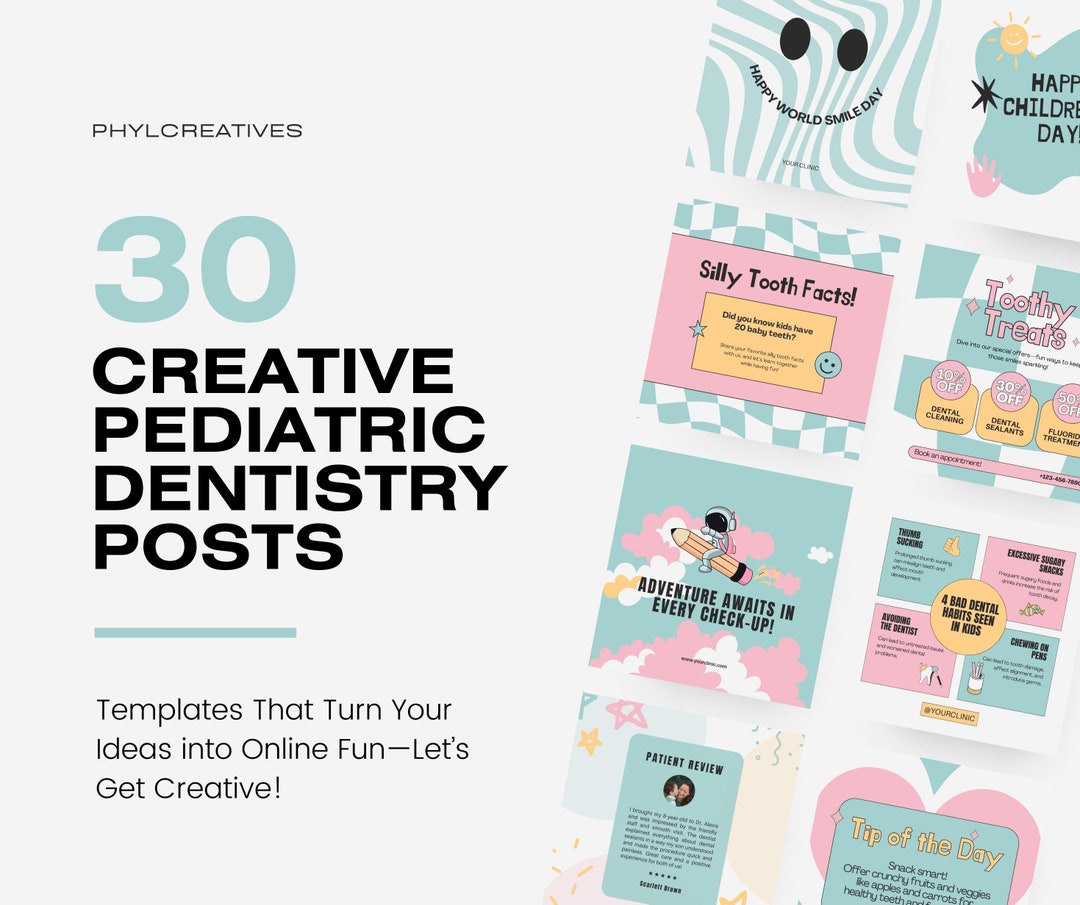 30 Pediatric Dentistry Instagram Templates, Dentist Posts, Editable ...