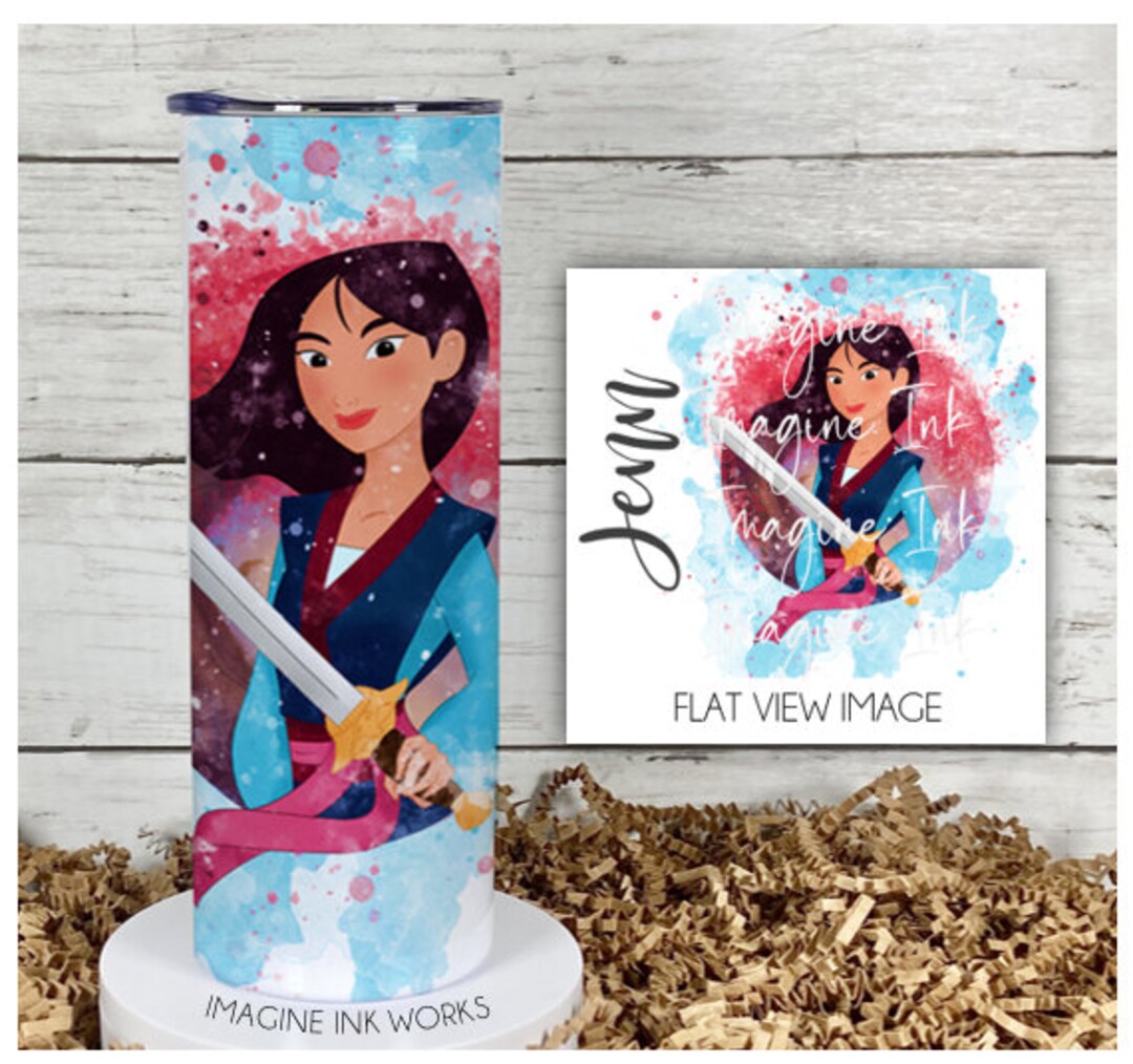 Personalized Mulan 20oz Skinny Tumbler Disney Character Princess ...