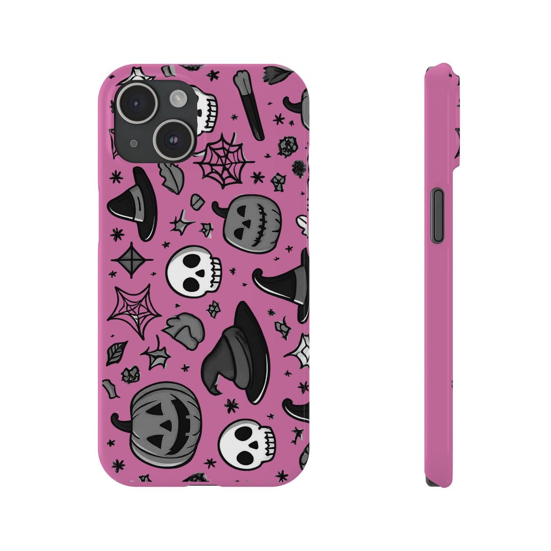 Halloween Phone Case, Skeletons Pumpkins Witch Hat, iPhone 15, Cute ...