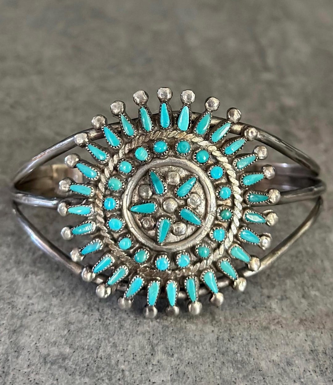 Old Vintage Native American Zuni Petit Point Snake Eye Turquoise ...