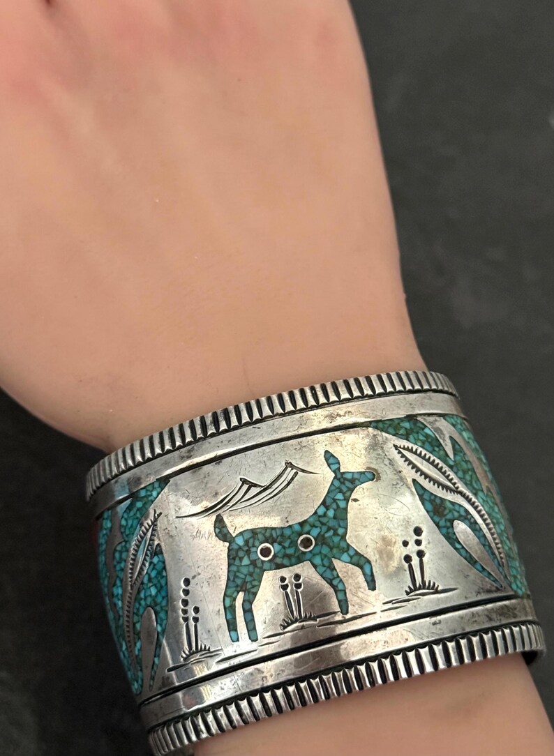 Vintage Gibson Gene Navajo Sterling Silver Deer Turquoise Coral ...