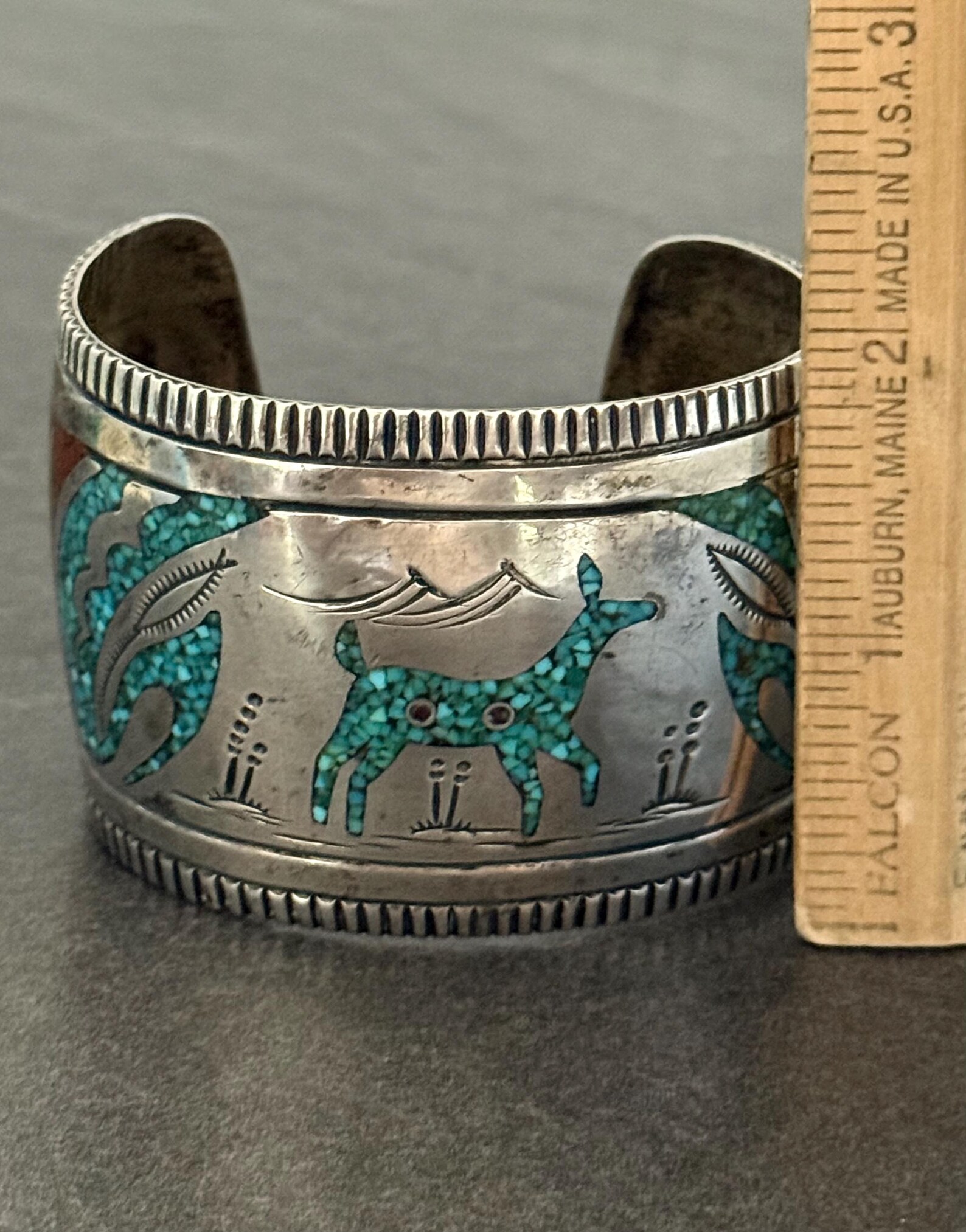 Vintage Gibson Gene Navajo Sterling Silver Deer Turquoise Coral ...