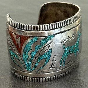 Vintage Gibson Gene Navajo Sterling Silver Deer Turquoise Coral ...
