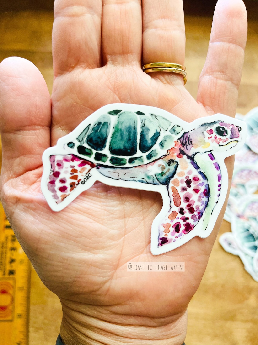 Sticker : Cute Sea Turtle Honu Planner, Craft, Vinyl Sticker, Colorful ...