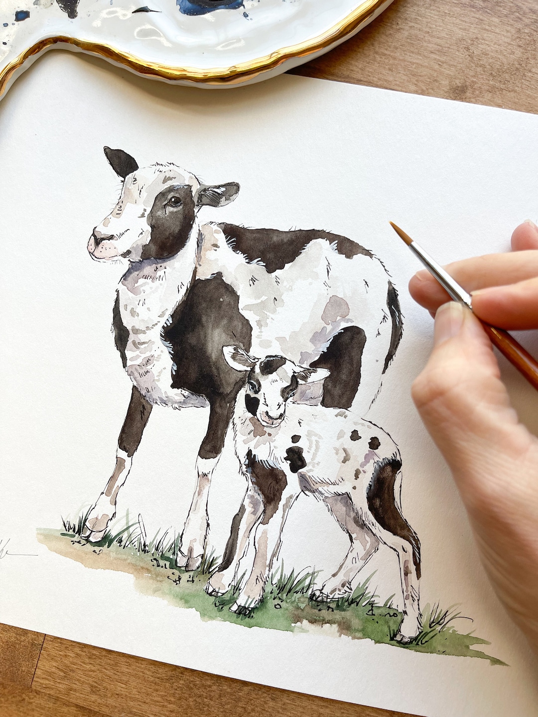 Original: Sheep Spotted Merino Lamb Baby Painting Dorset and Barbados ...