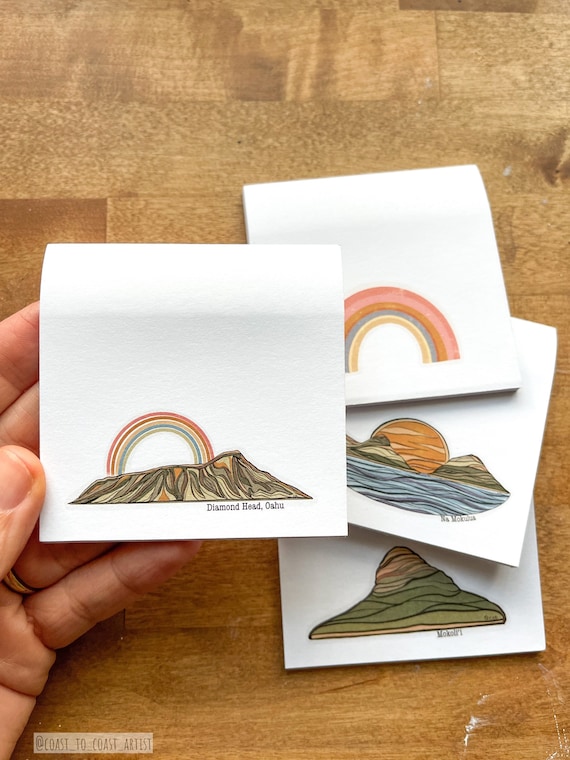 4 Pack Sticky Notepad Hawaiian Art Stationary Scrapbook | Etsy