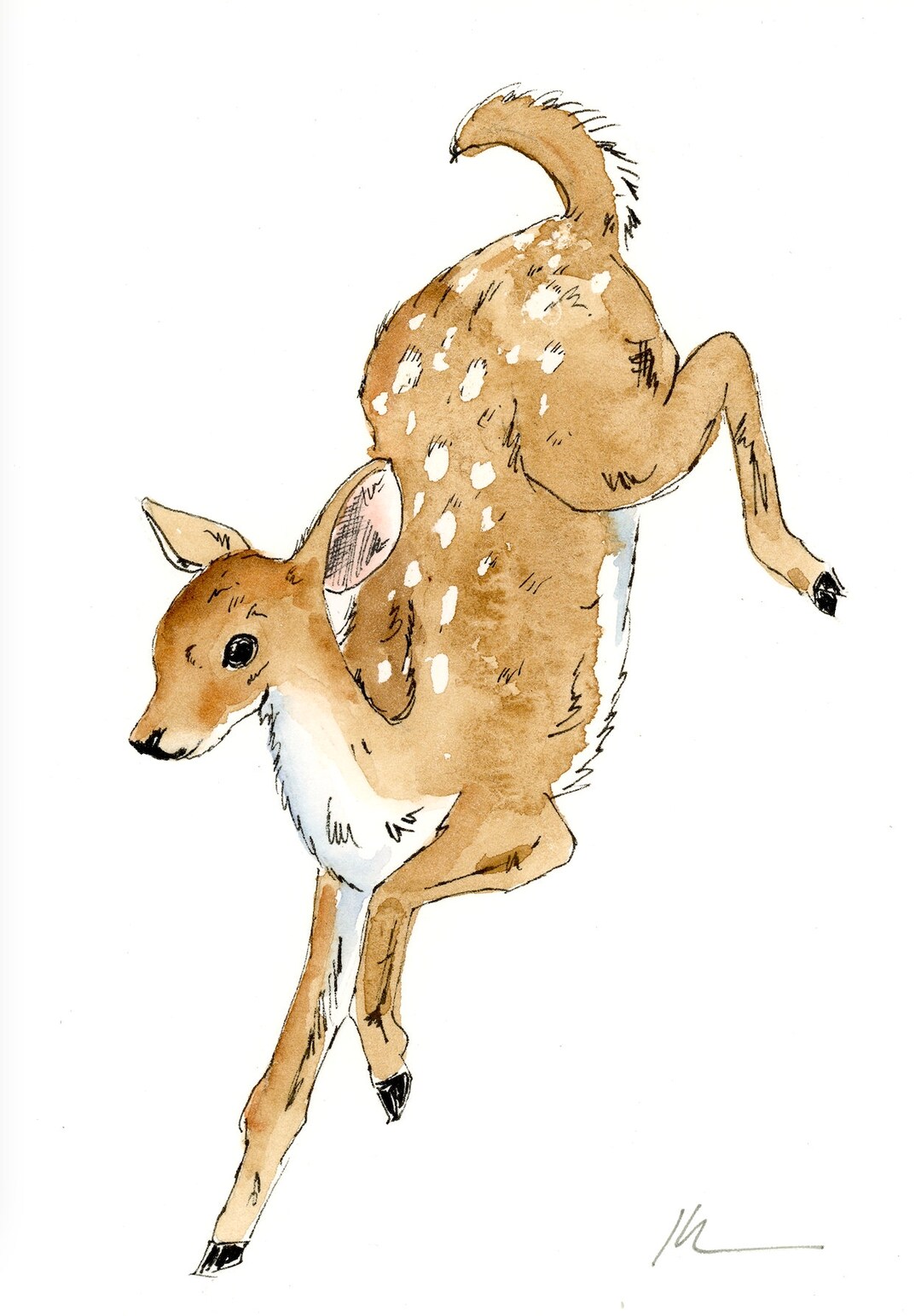 Original Leaping Doe Fawn Deer Painting - Etsy UK