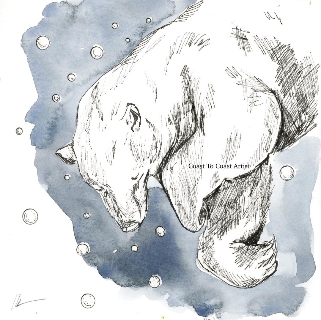 Original: Polar Bear Watercolor Painting Nature Woodland Animal Art ...