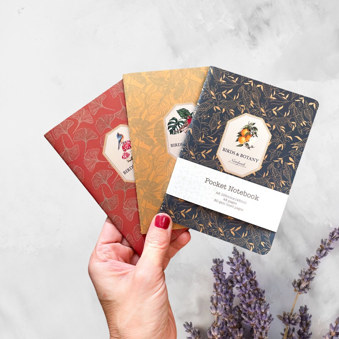 Pocket Notebook : 3 Pack Birds and Botany, Lined Pages, Rounded Corners ...