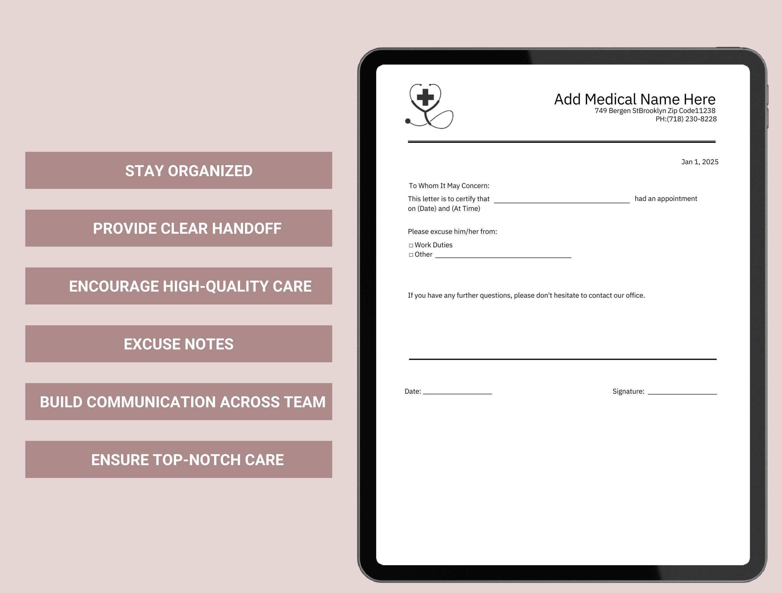 Doctor Excuse Note Bundle, Dr Note Template With Signature, Return to ...